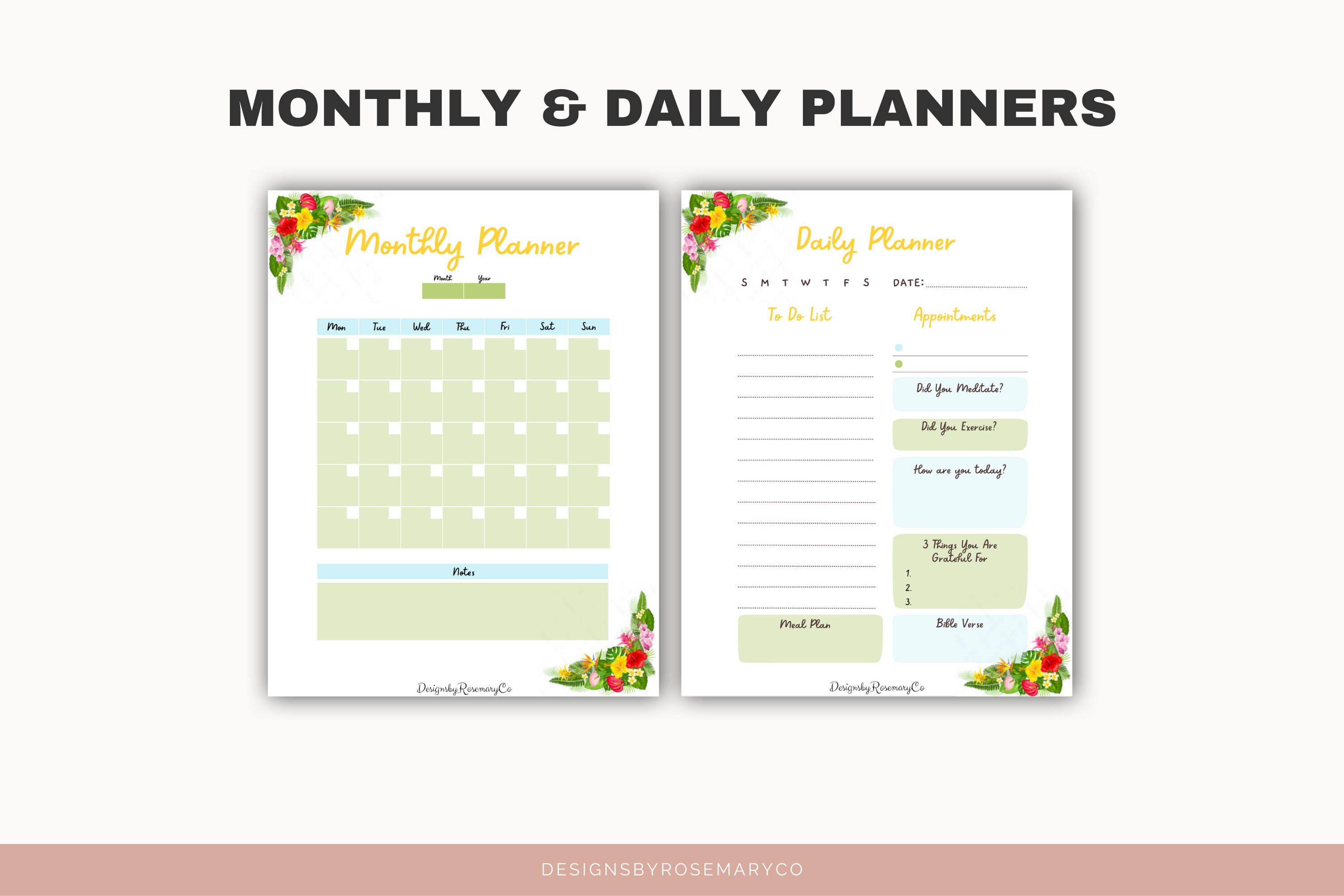 Daily & Monthly Printable Planner - Etsy