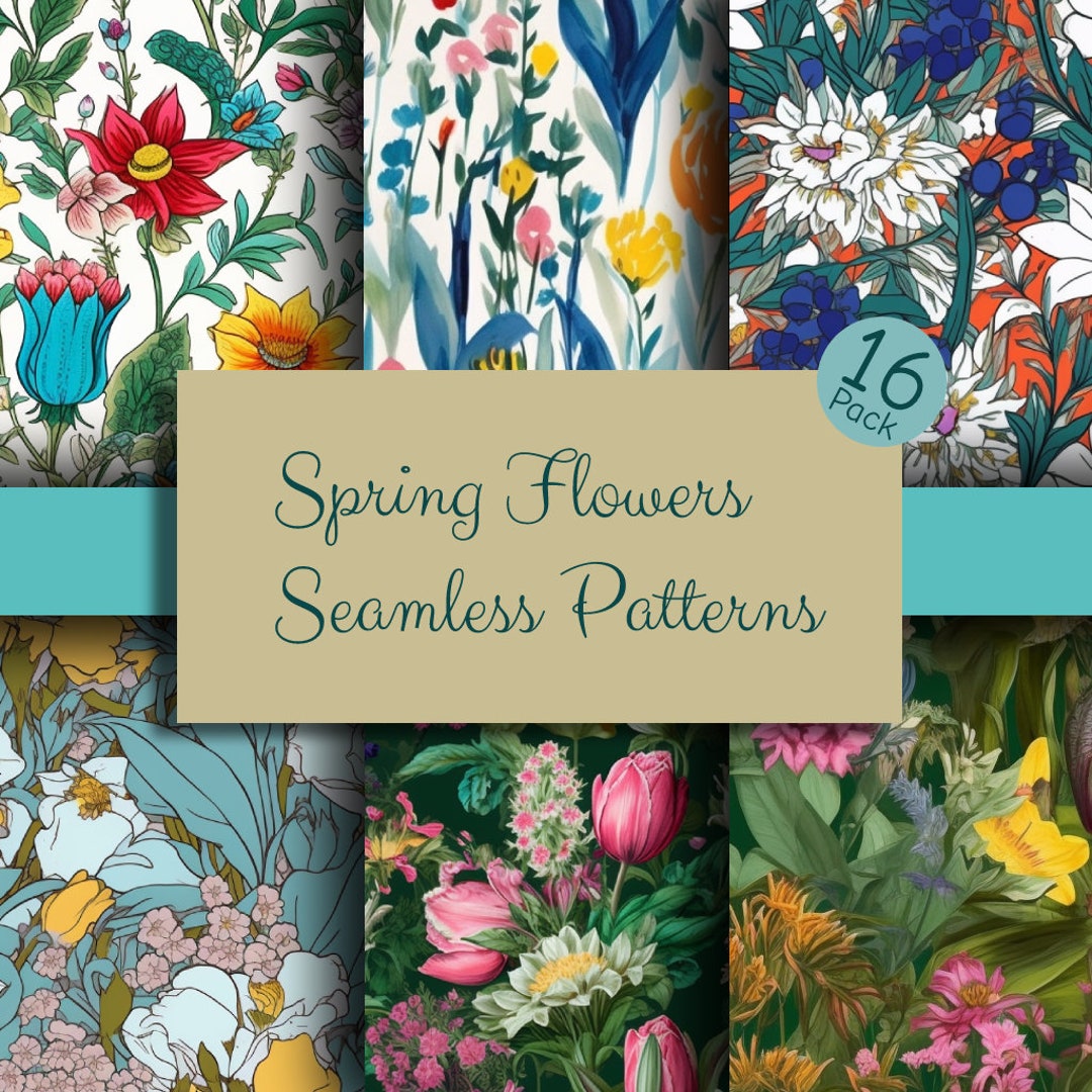 Spring Flowers SEAMLESS Digital Paper Scrapbook Paper Fabric Printing ...