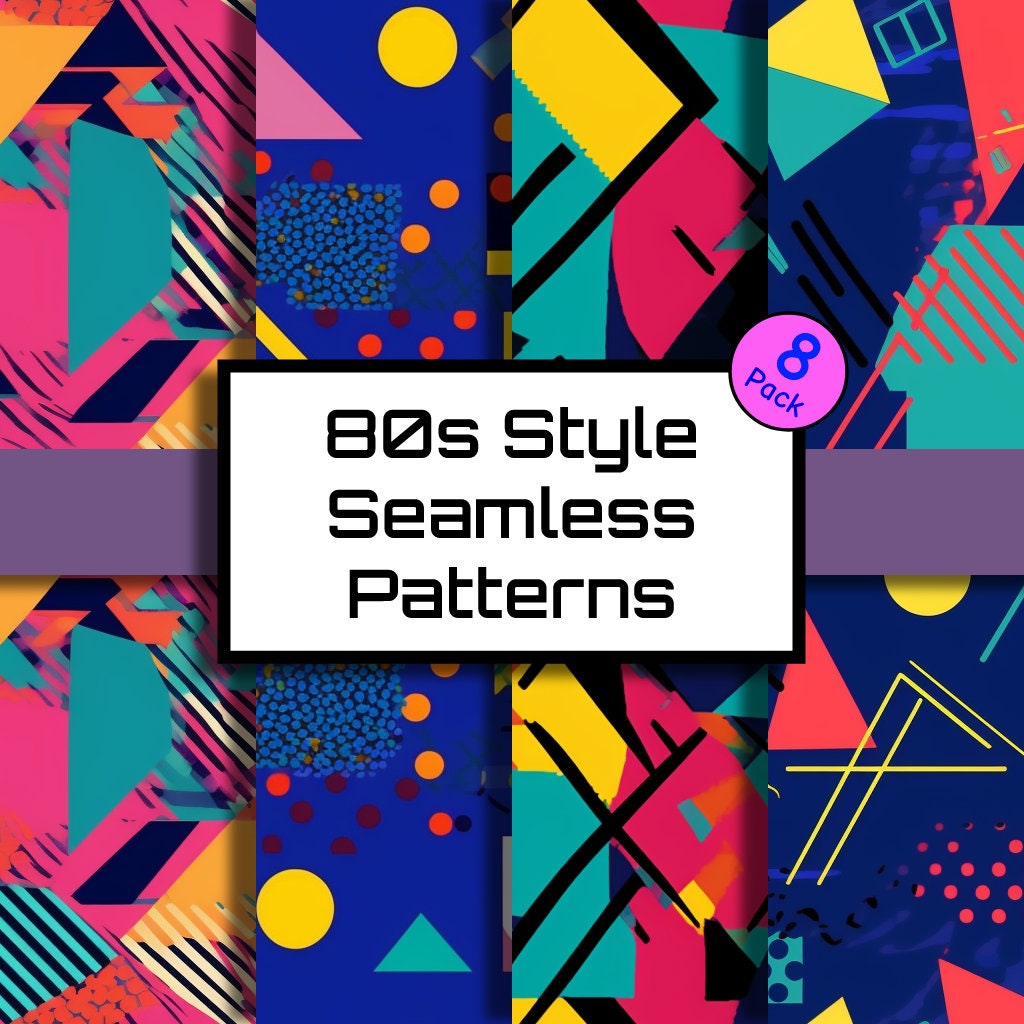 Retro 80s Geometric SEAMLESS Digital Paper Pack Colourful - Etsy
