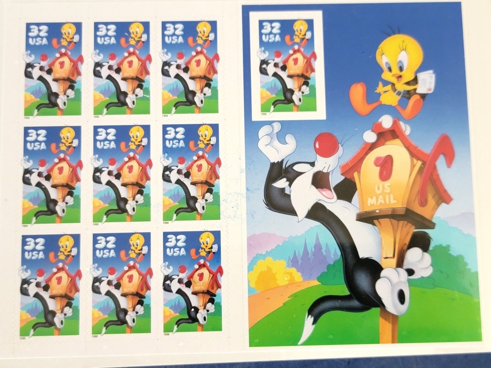 Sylvester and Tweety, Pane of 10 With Imperforate 10th Stamp # 3205 ...