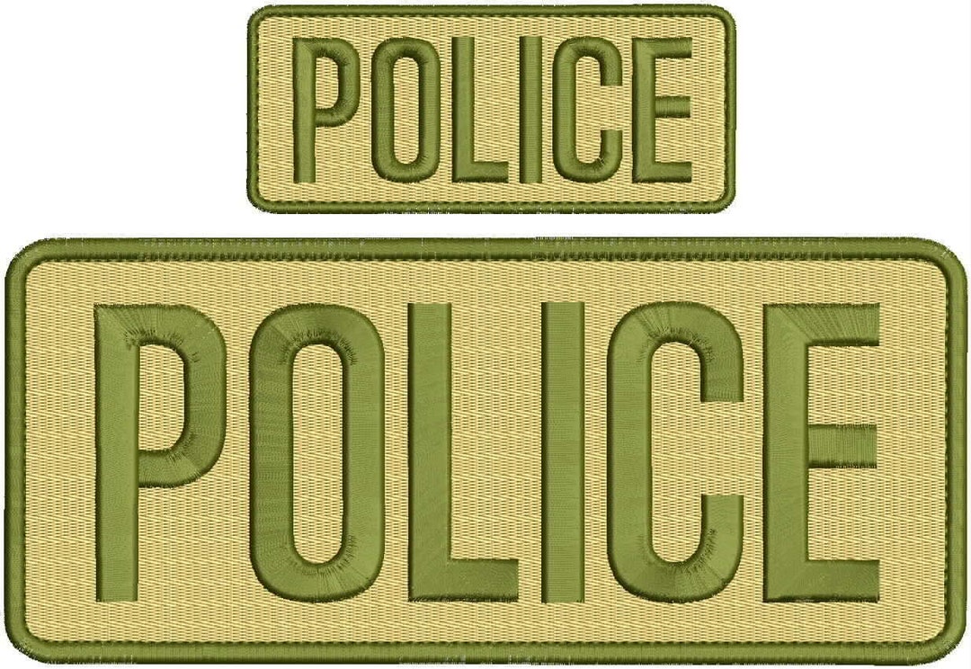 Police Embroidery Patch 4x10 and 2x5 Hook Od Green and Tan - Etsy