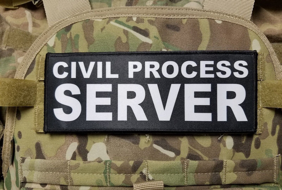 3x8 Civil Process Server Plate Carrier Raid Tactical Patch Hook Backed ...