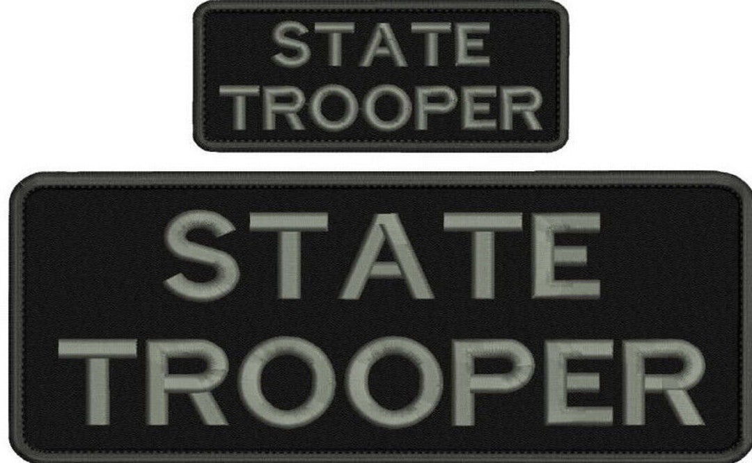 State Trooper Embroidery Patches 4x10 and 2x5 Hook Grey - Etsy
