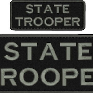 State Trooper Embroidery Patches 4x10 and 2x5 Hook Grey - Etsy