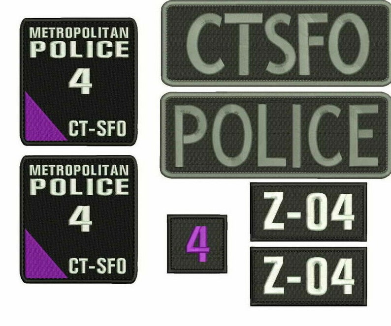 Metropolitan Police 4 Ctsfo Embroidery Patches 4x4.5 Hook Purple Corner ...