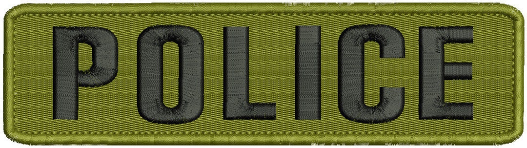 Police Embroidery Patches 2x8 Hook on Back Od Green Letters Black - Etsy