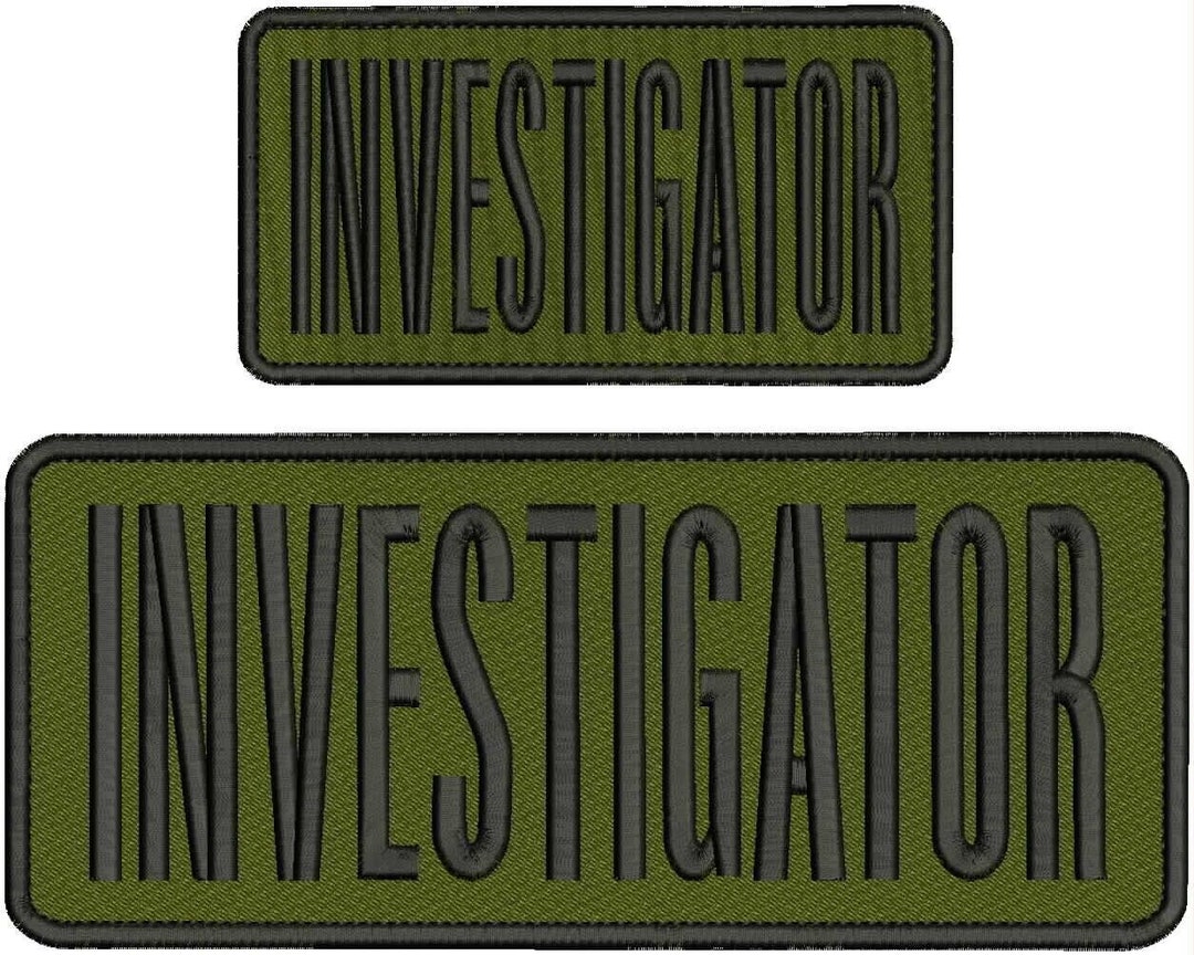 Investigator Emb Patch 4x10 and 3x6 Hook on Back Black on Od Green - Etsy