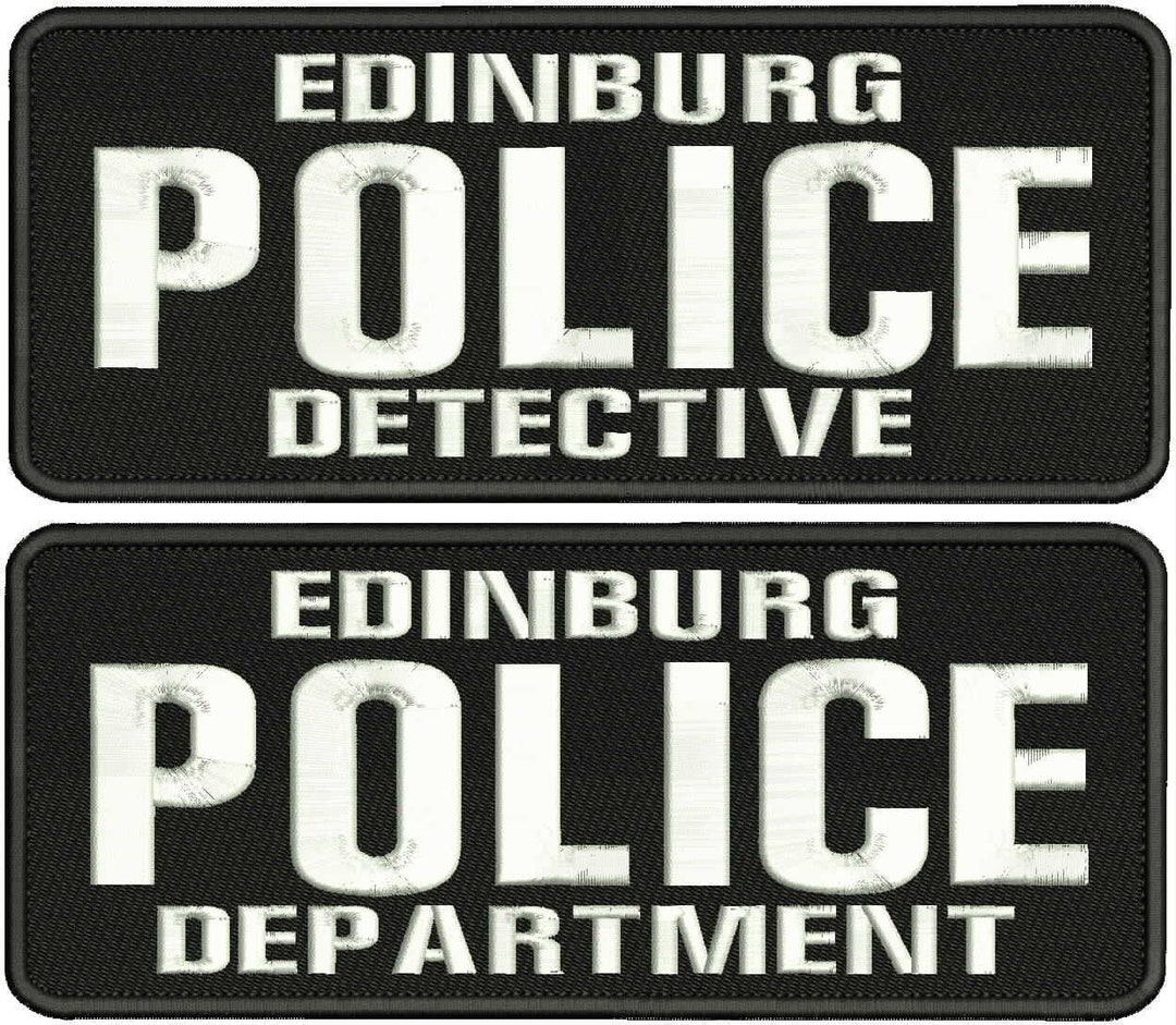 2x Edinburg Police Embroidery Patches 4x10 Hook on Back White Letters ...
