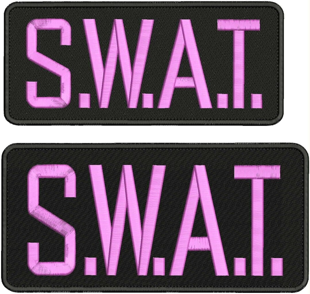 Swat Embroidery Patch 4x10 & 6x11 Hook on Back Pink on Black - Etsy