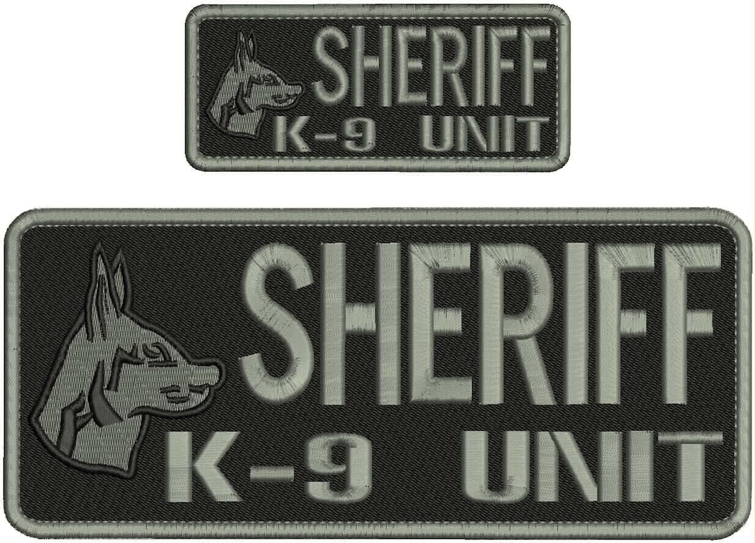 Sheriff K-9 Unit Embroidery Patch 4x10 and 2x5 Hook on Back Black/gray ...