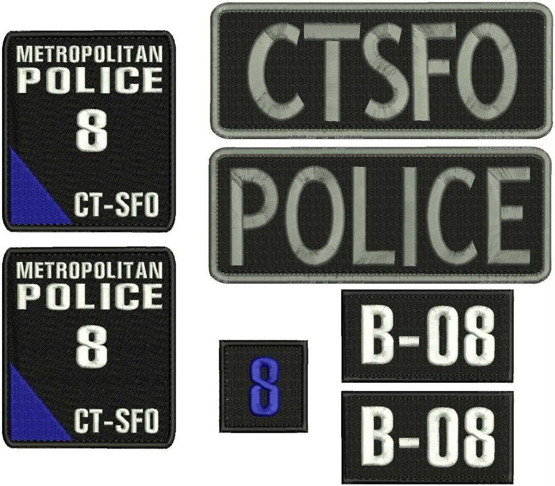 Metropolitan Police 8 Ctsfo Embroidery Patches 4x4.5 Hook Blue Corner ...