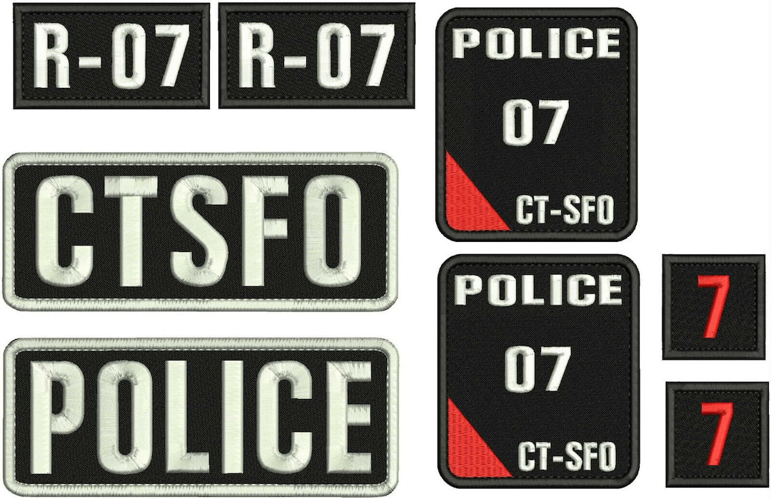 Police and Ctsfo 3x8, 2x4, 2x2, and 4x4.5 Embroidery Patches Hook on ...