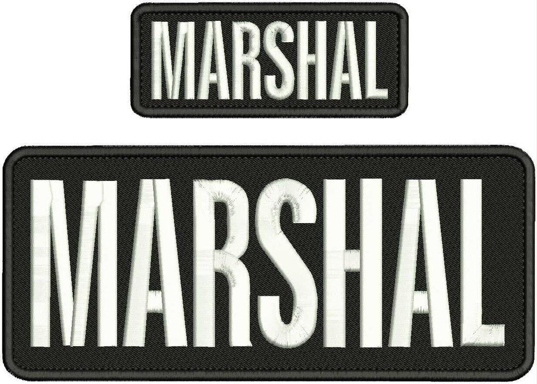 Marshal Embroidery Patch 4x10 and 2x5 Hook on Back Black/white - Etsy