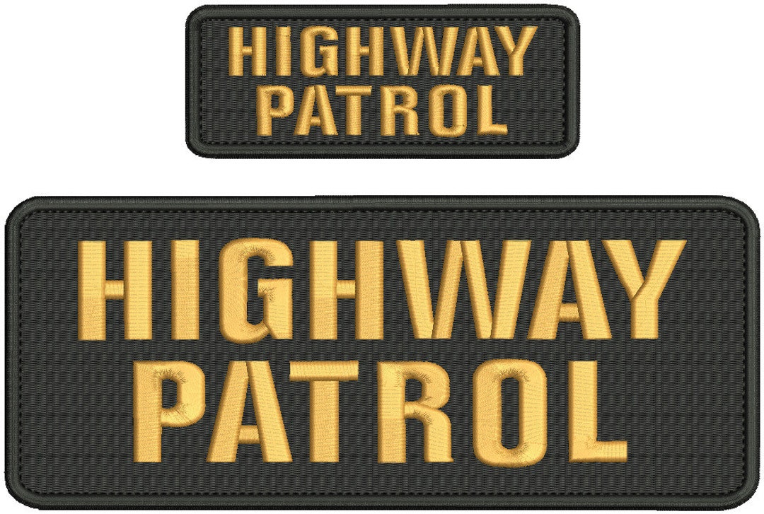 Highway Patrol Embroidery Patch 4x10 and 2x5 Inches Hook Gold Letters - Etsy