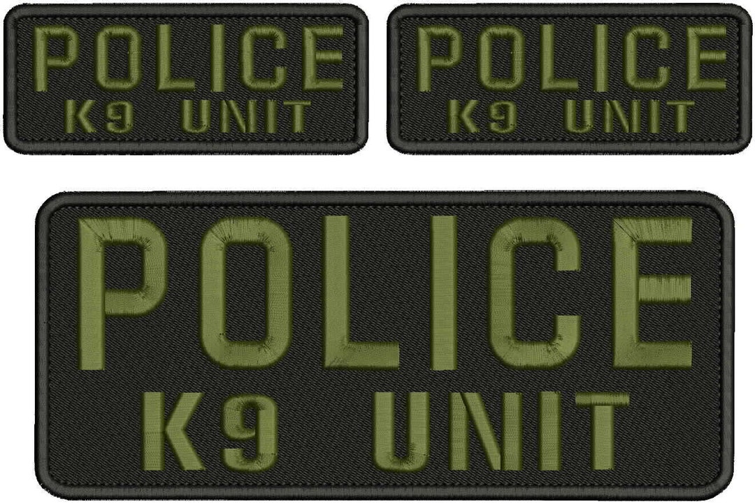 Police K9 Unit 3 Embroidery Patches 4x10 and 2x5 Hook on Back Od Green ...