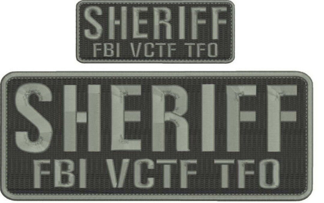Sheriff Fbi Vctf Tfo Embroidery Patches 4x10 and 2x5 Hook Grey Letters ...