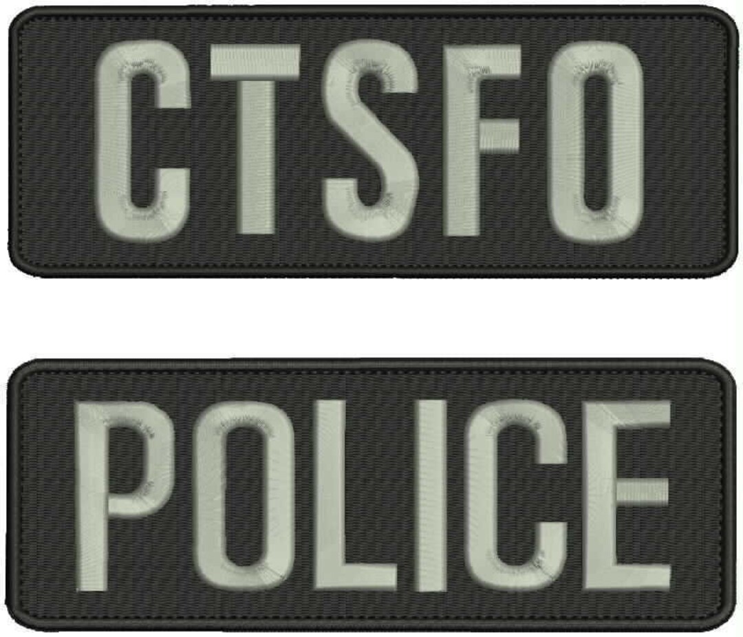 Police and Ctsfo Embroidery Patches 3x8 Hook on Silver Letters - Etsy