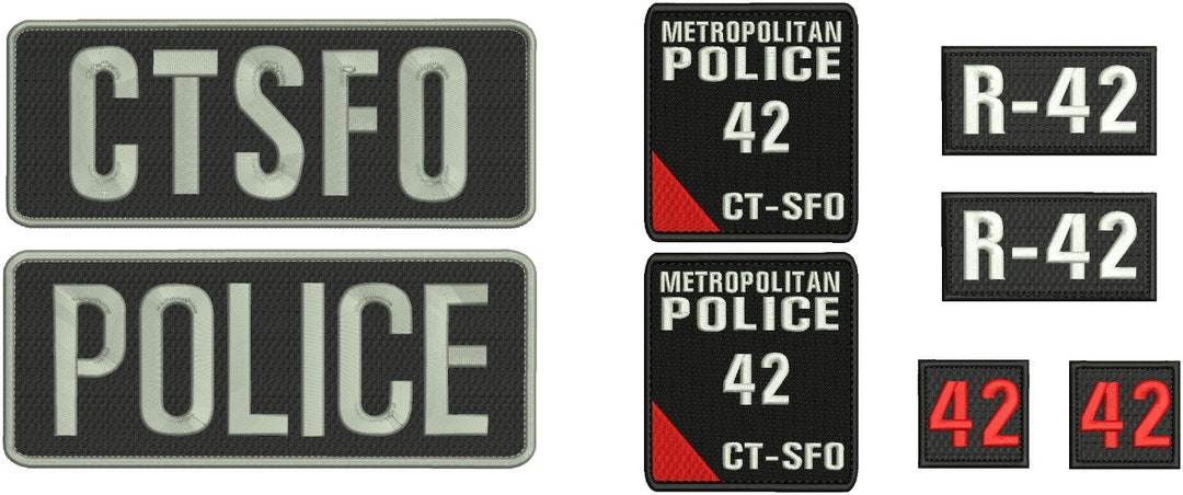 Met Police and Ctsfo 3x8, 2x4, 2x2, and 4x4.5 Embroidery Patches Hook ...