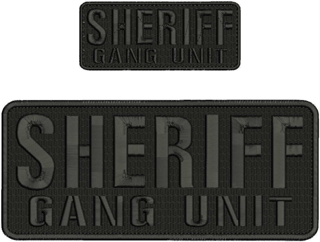 Sheriff Gang Unit Embroidery Patch 4x10 and 2x5 Inches Hook All Black ...