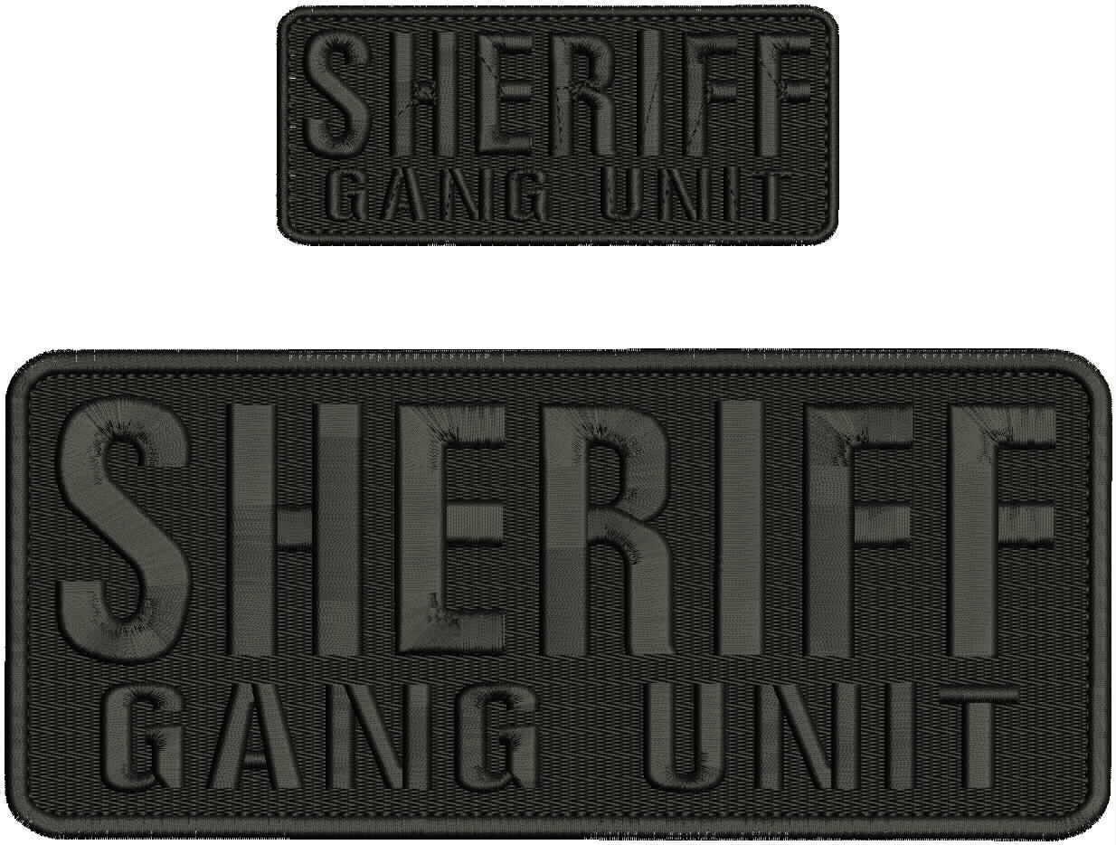 Sheriff Gang Unit Embroidery Patch 4x10 and 2x5 Inches Hook All Black ...