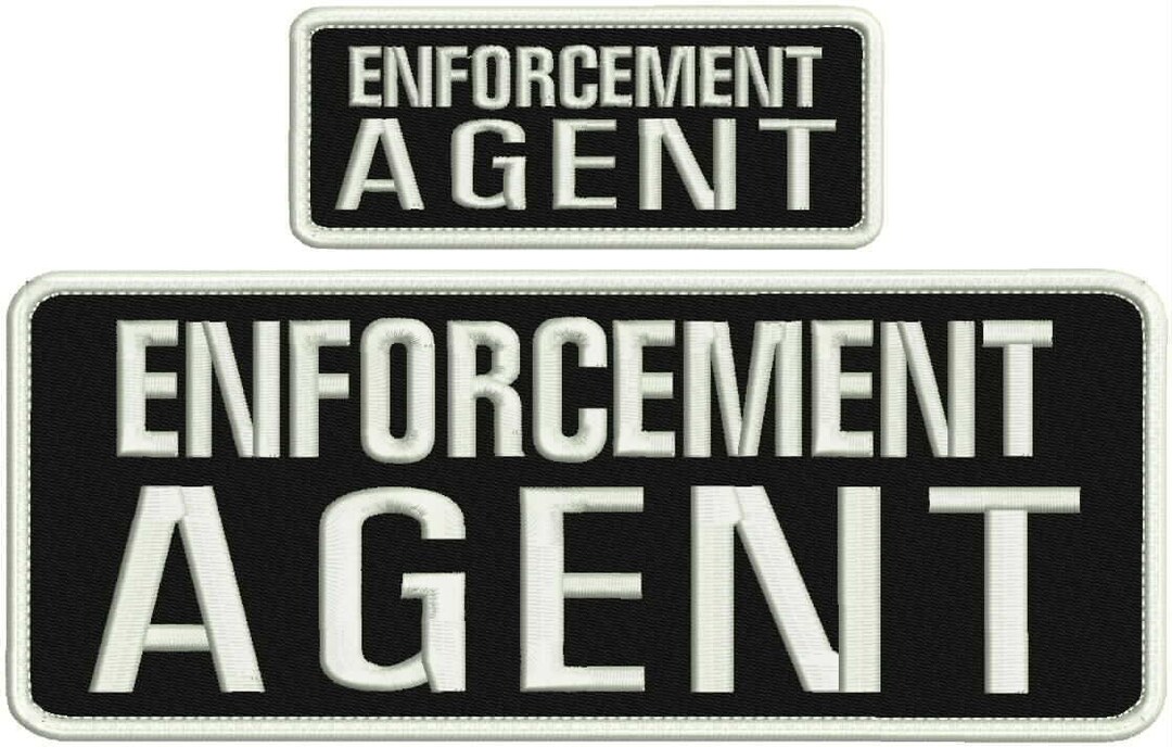 Enforcement Agent Embroidery Patches 4x10 and 2x5 Hook on Back - Etsy