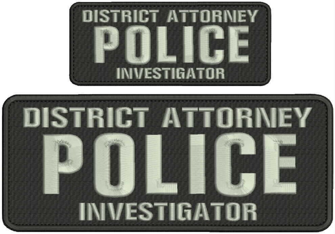 District Attorney Police Investigator Embroidery Patch 4x10 & 2.5x6 ...