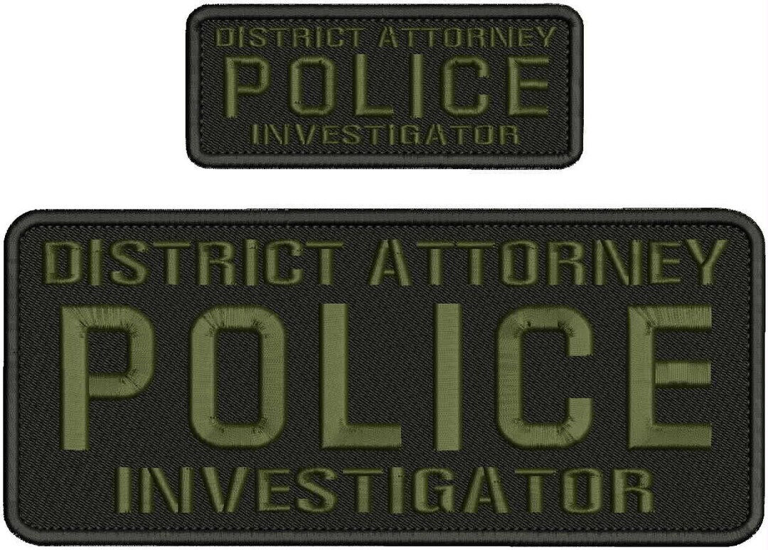 District Attorney Police Investigator Emb Patch 10x4 &5x2 Hook on Back ...