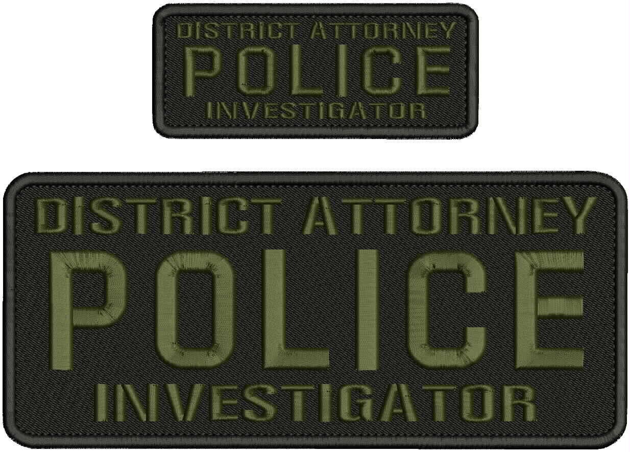 District Attorney Police Investigator Emb Patch 10x4 &5x2 Hook on Back ...