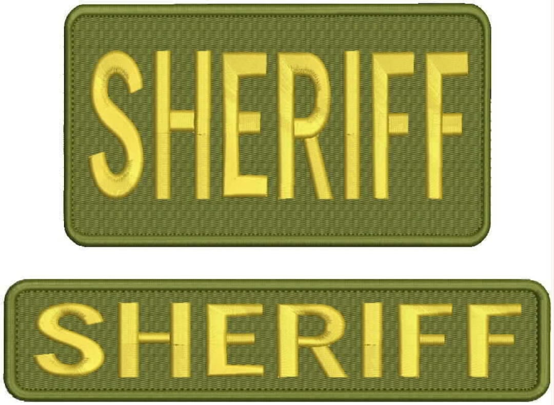 Sheriff Embroidery Patch 4x7 and 2x9 Inches Hook Gold Letters Od Green - Etsy