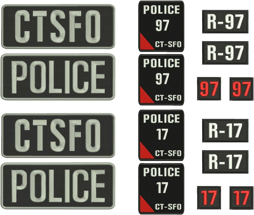 Police and Ctsfo 3x8, 2x4, 2x2, and 4x4.5 Embroidery Patches Hook 97 ...