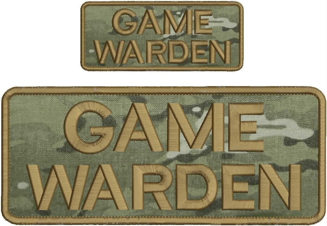 Game Warden Embroidery Patch 4x10 and 2x5 Hook Multicam Brown Letters ...