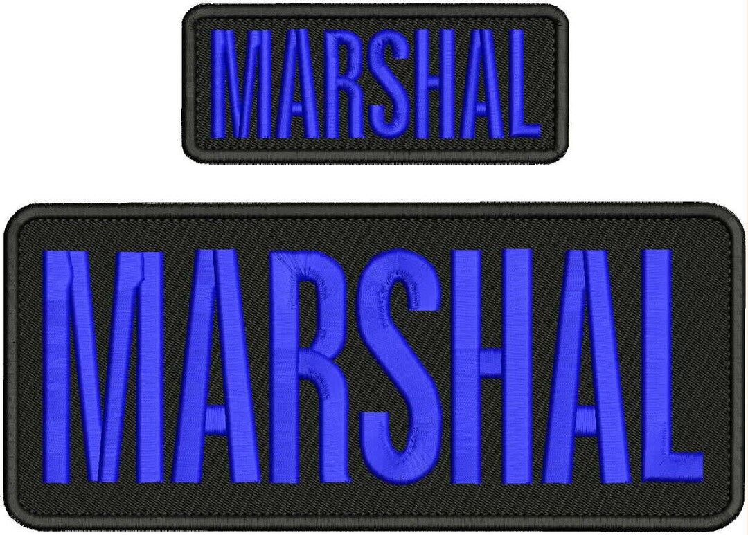 Marshal Embroidery Patch 4x10 and 2x5 Hook on Back Black/royal Blue - Etsy
