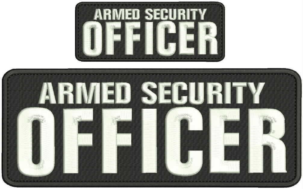 Armed Security Officer Embroidery Patch 4x10 and 2x5 Hook White Letters ...