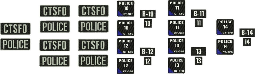 5x Police and Ctsfo 3x8, 2x4, 2x2, and 4x4.5 Embroidery Patches Hook B ...