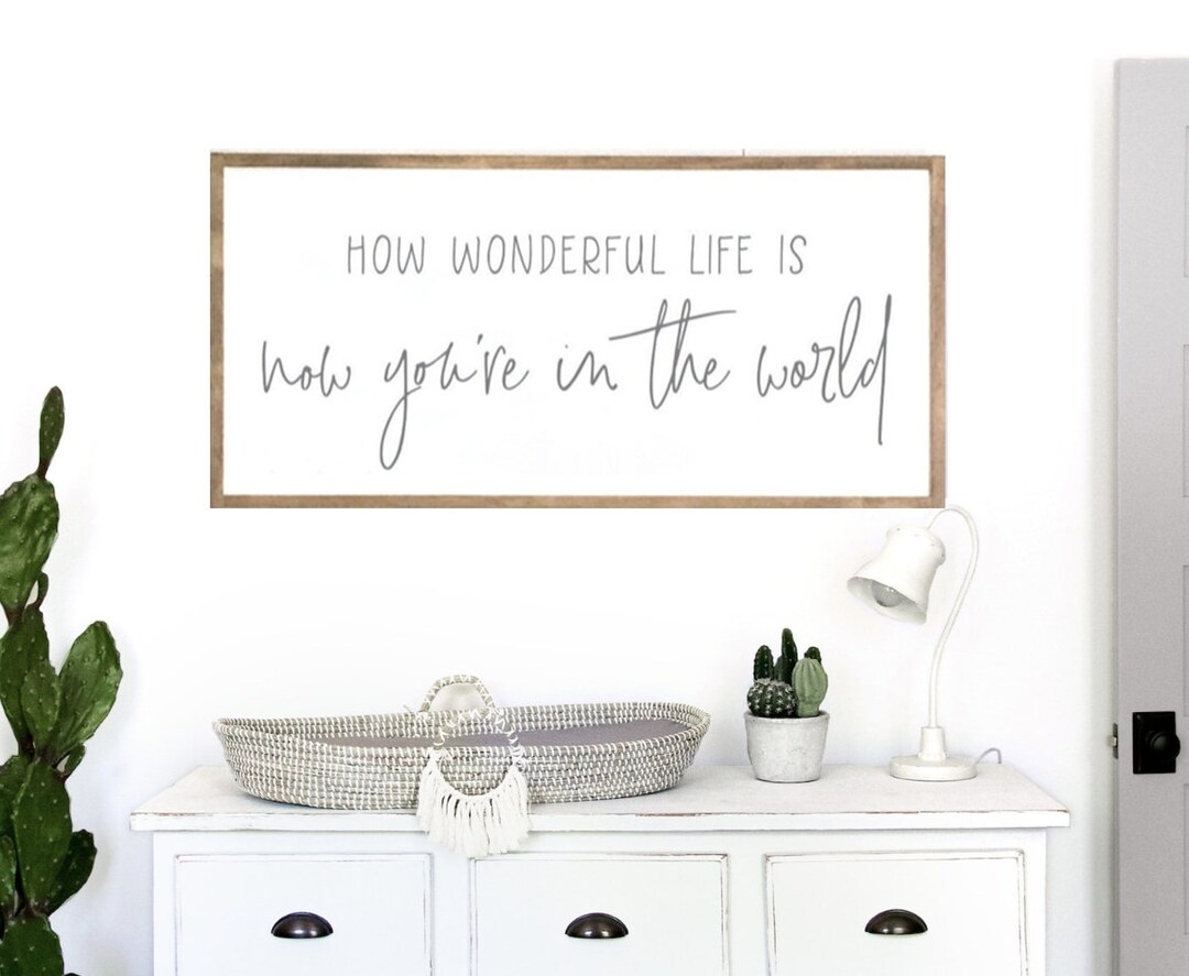 How Wonderful Life is Now You're in the World Sign Nursery Sign Nursery ...