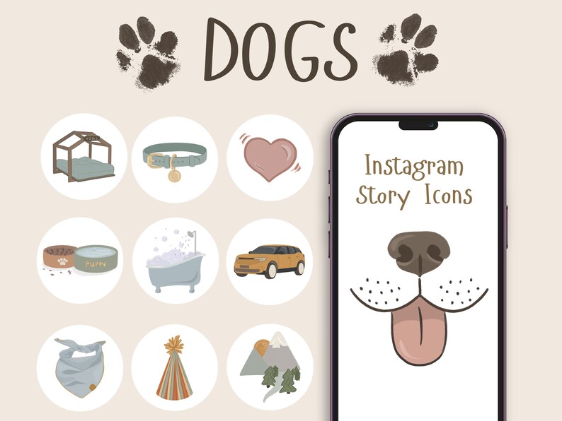 Dog Instagram Story Icons Covers Set of 20 Highlights, Dog Instagram ...