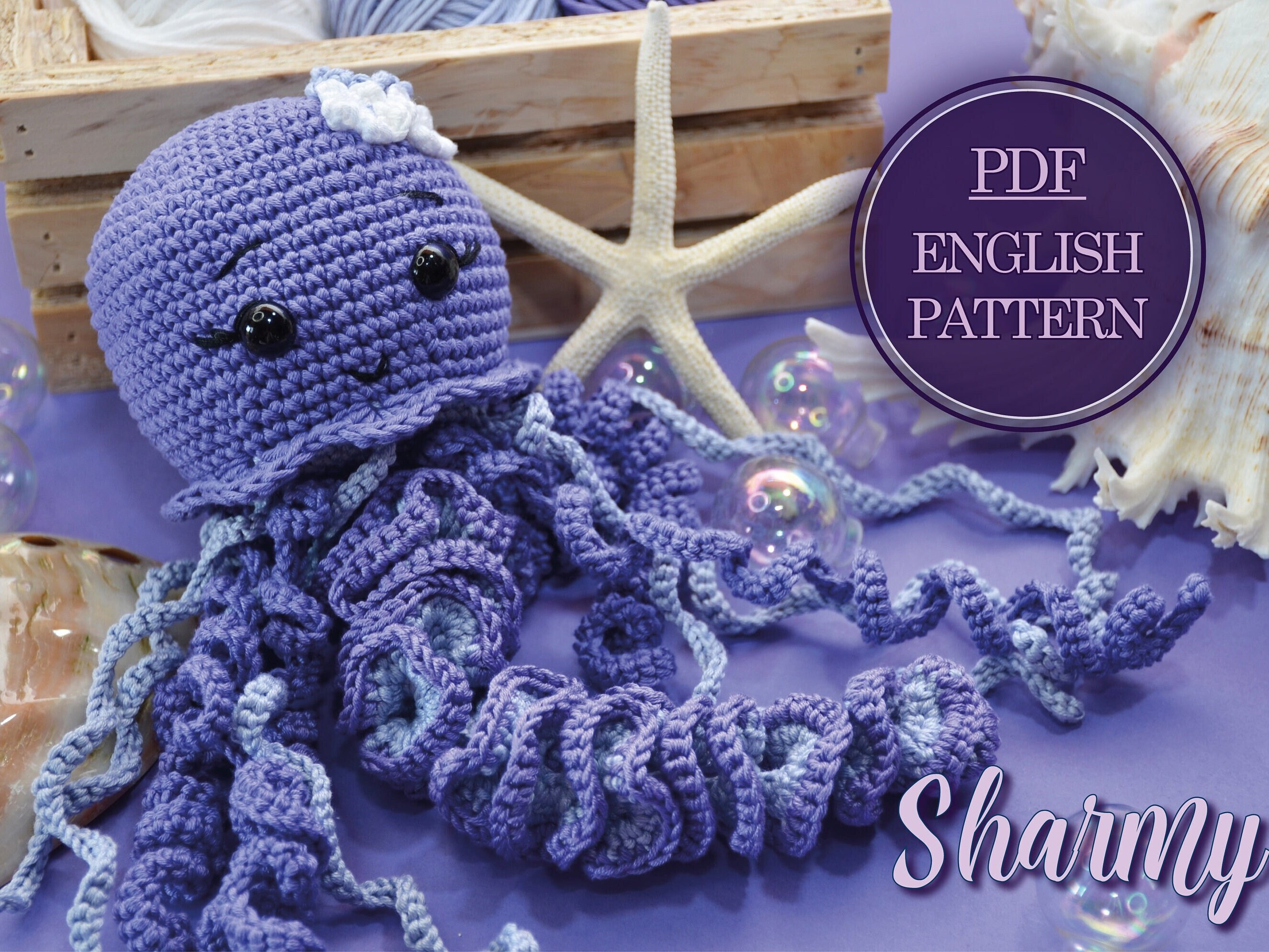 Crochet Jellyfish Pattern, Crochet Jellyfish Amigurumi Pattern, Crochet Jellyfish With Flowers ...