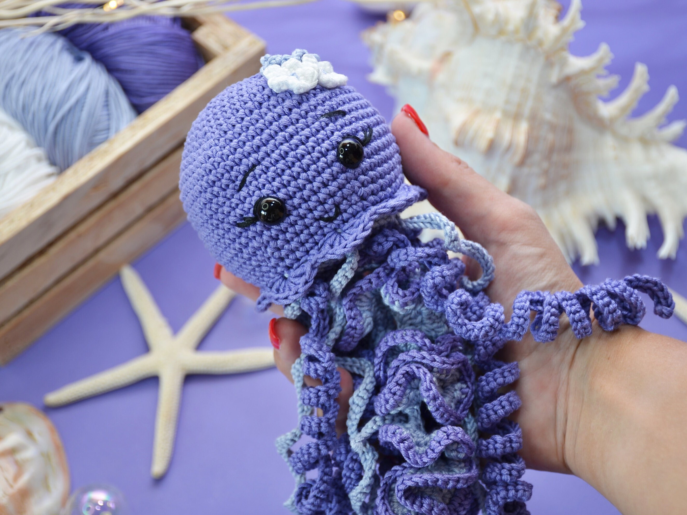 Crochet Jellyfish Pattern, Crochet Jellyfish Amigurumi Pattern, Crochet Jellyfish With Flowers ...