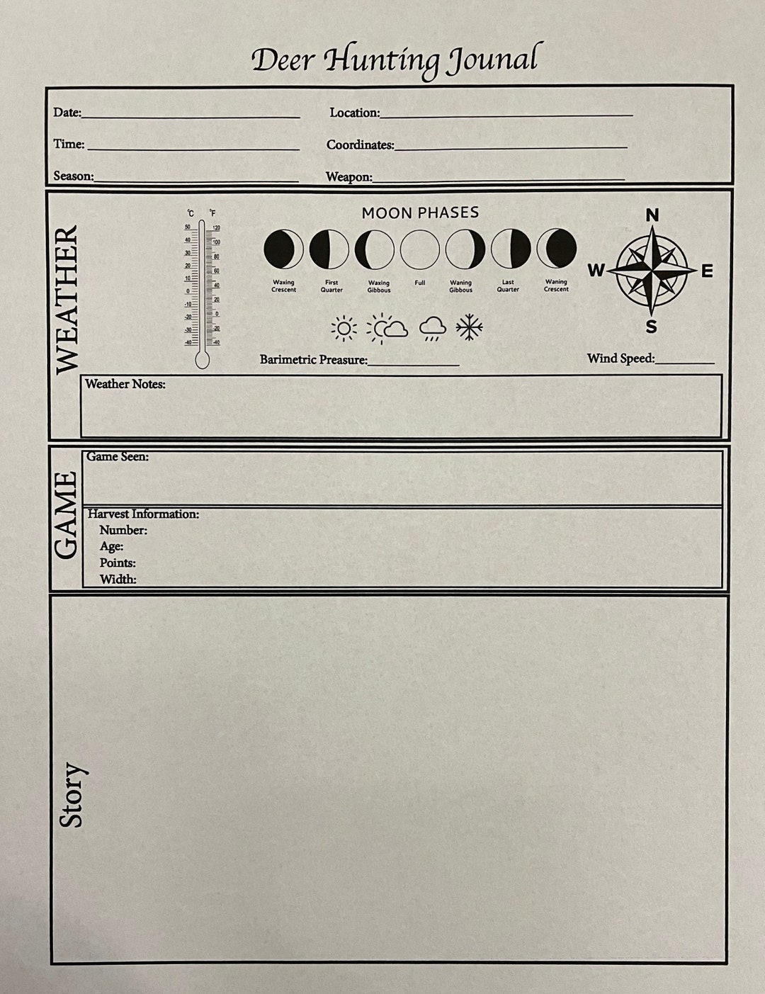 Downloadable Deer Hunting Journal - Etsy