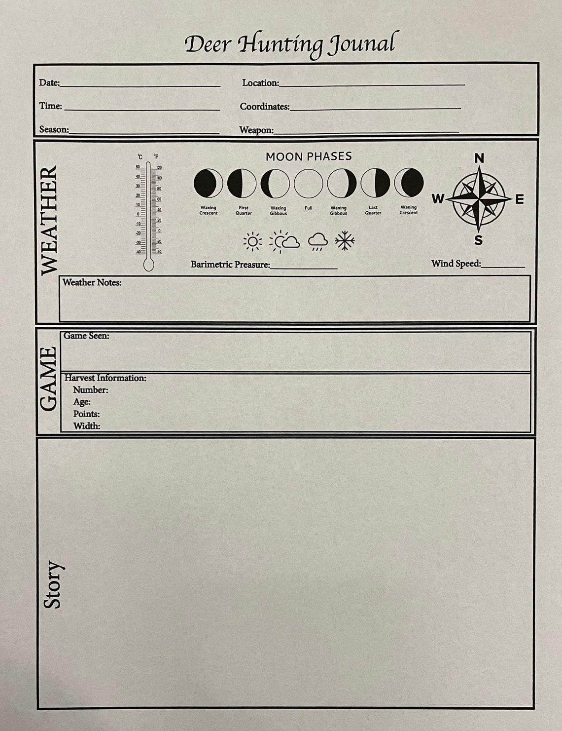Downloadable Deer Hunting Journal - Etsy