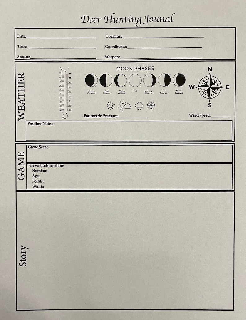 Downloadable Deer Hunting Journal - Etsy