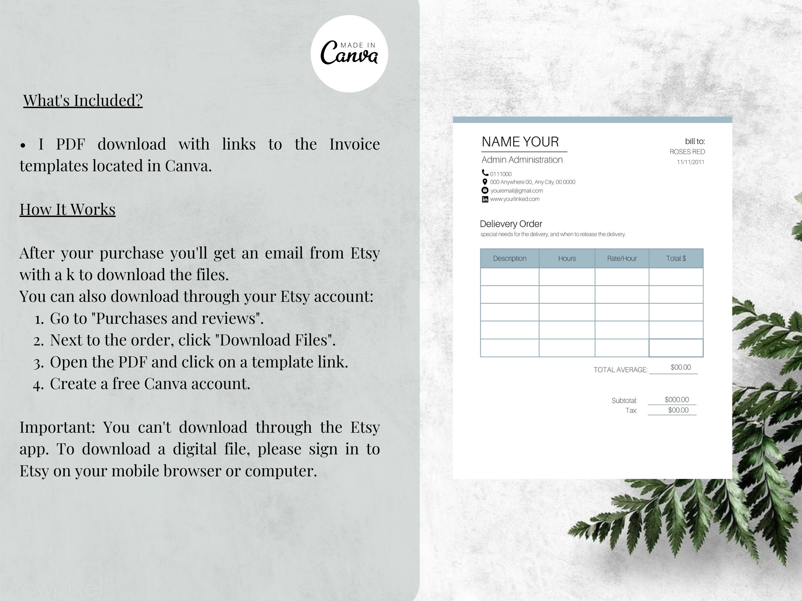 INVOICE TEMPLATE Invoice Template Canva Invoice Template - Etsy
