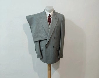 Mod Suit Double Breasted Suit Black and White Pinstripe 100% Wool Mix ...