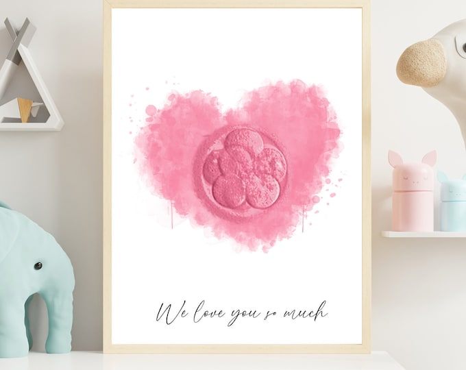 Custom IVF Embryo Watercolor Art, Personalized Pregnancy Gift, Newborn ...