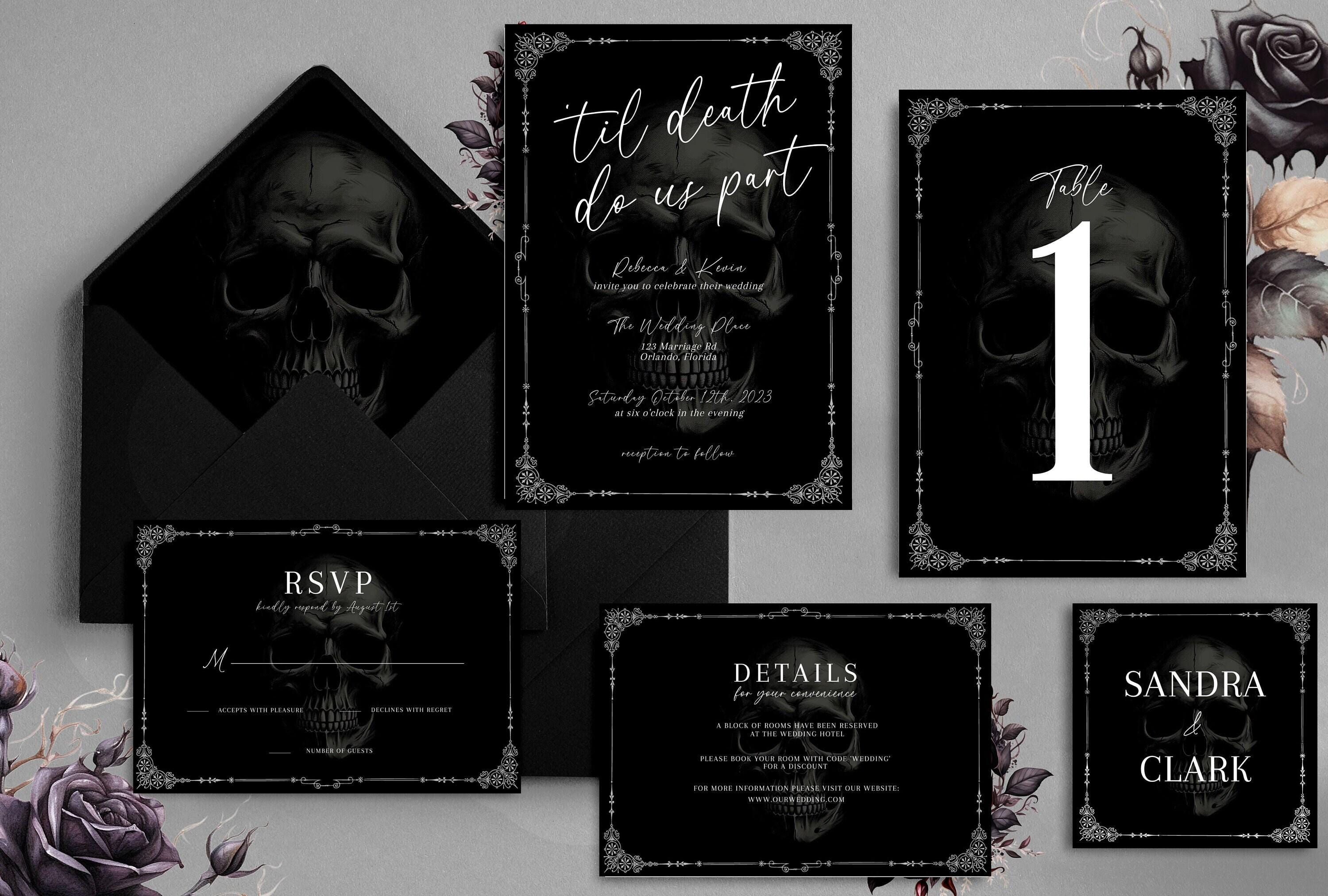 Til Death Do Us Part, Gothic Wedding Suite, RSVP Card, Black Wedding ...