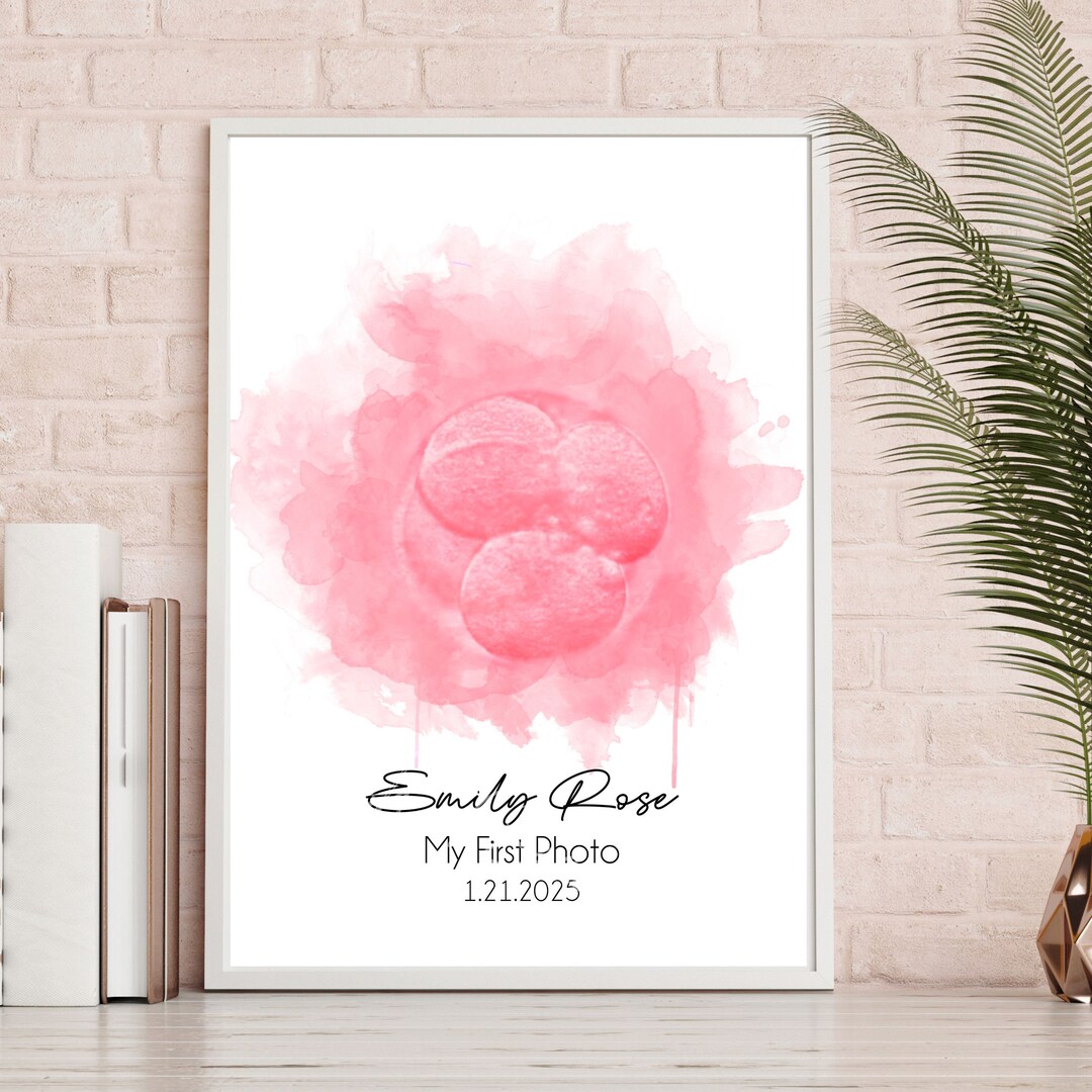Custom IVF Embryo Watercolor Art, Personalized Pregnancy Gift, Newborn ...