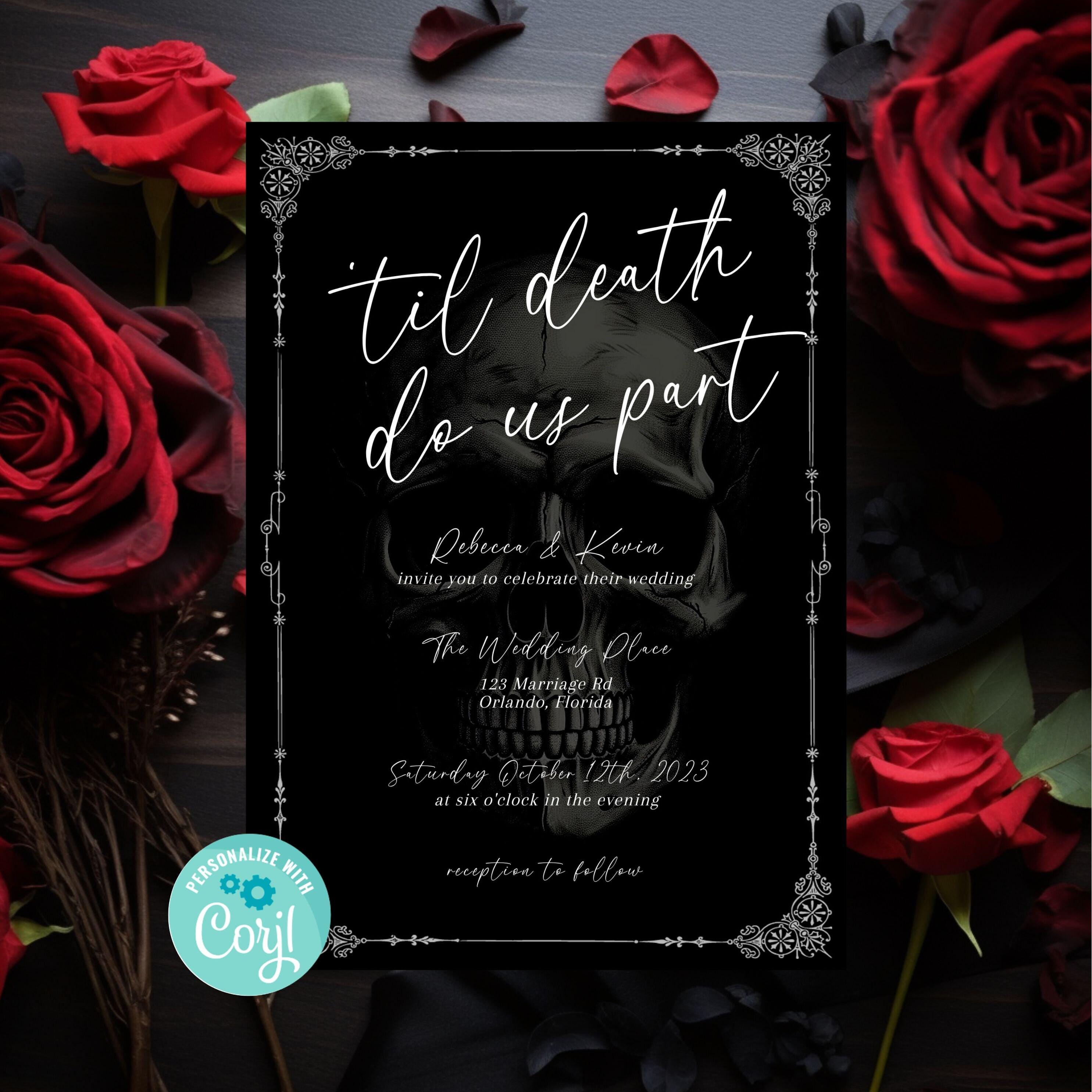 Til Death Do Us Part, Gothic Wedding Suite, RSVP Card, Black Wedding ...