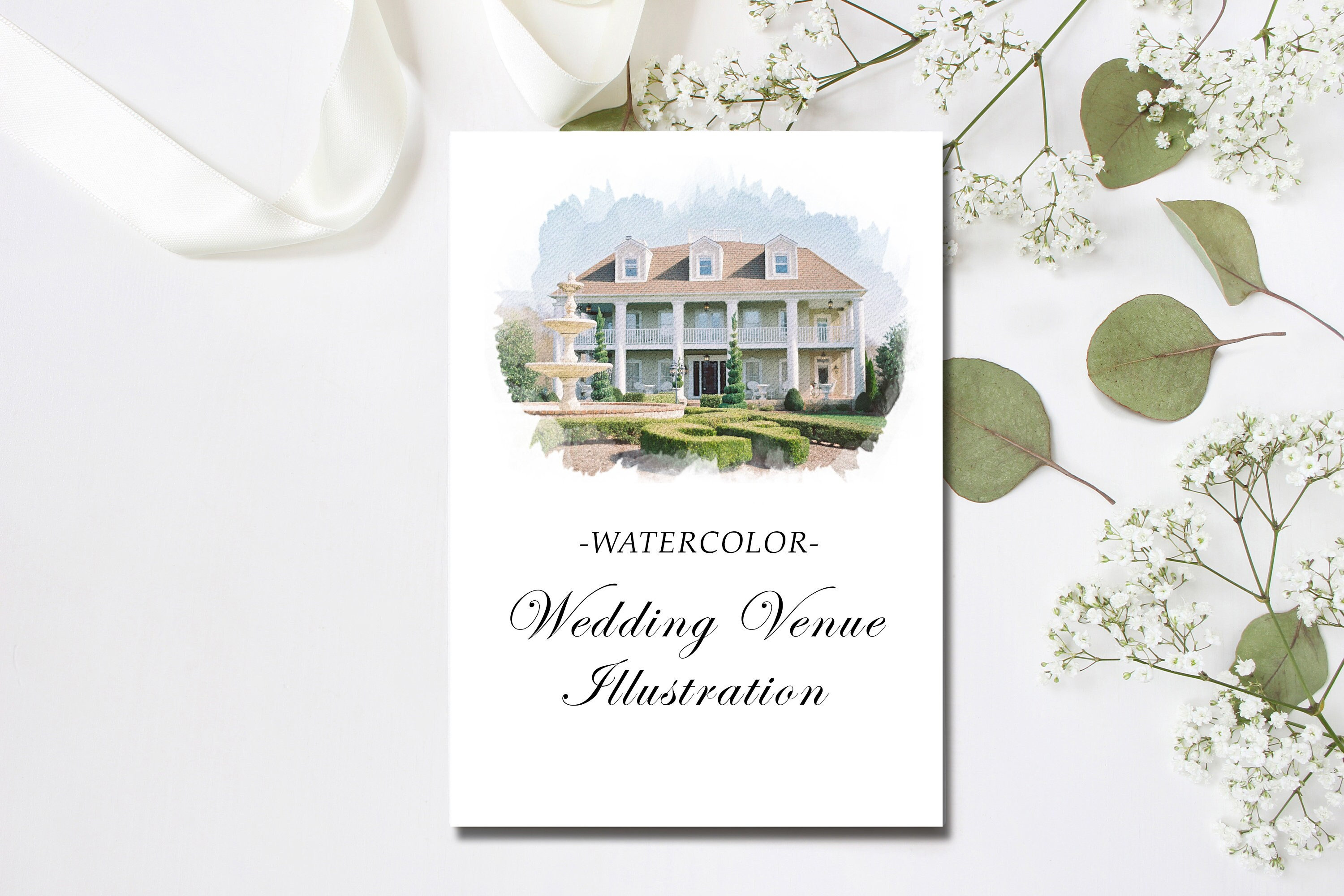 Watercolor Wedding Venue Illustration Custom Wedding - Etsy