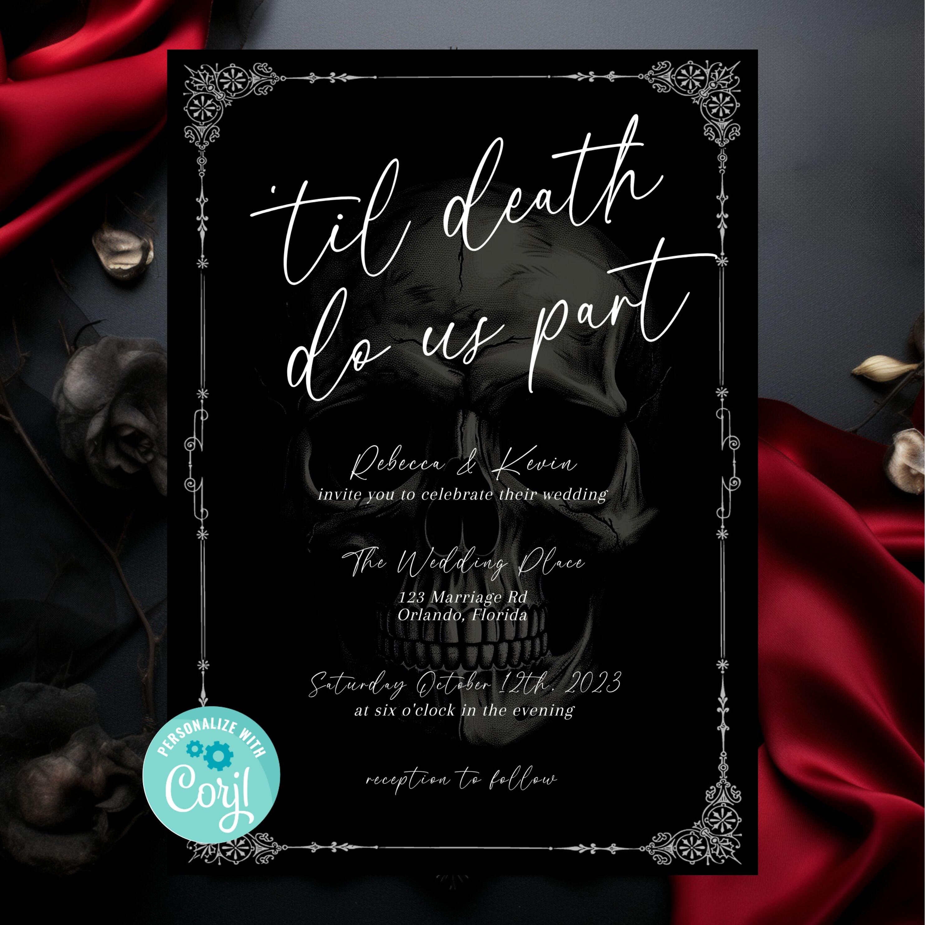 Til Death Do Us Part, Gothic Wedding Suite, RSVP Card, Black Wedding ...