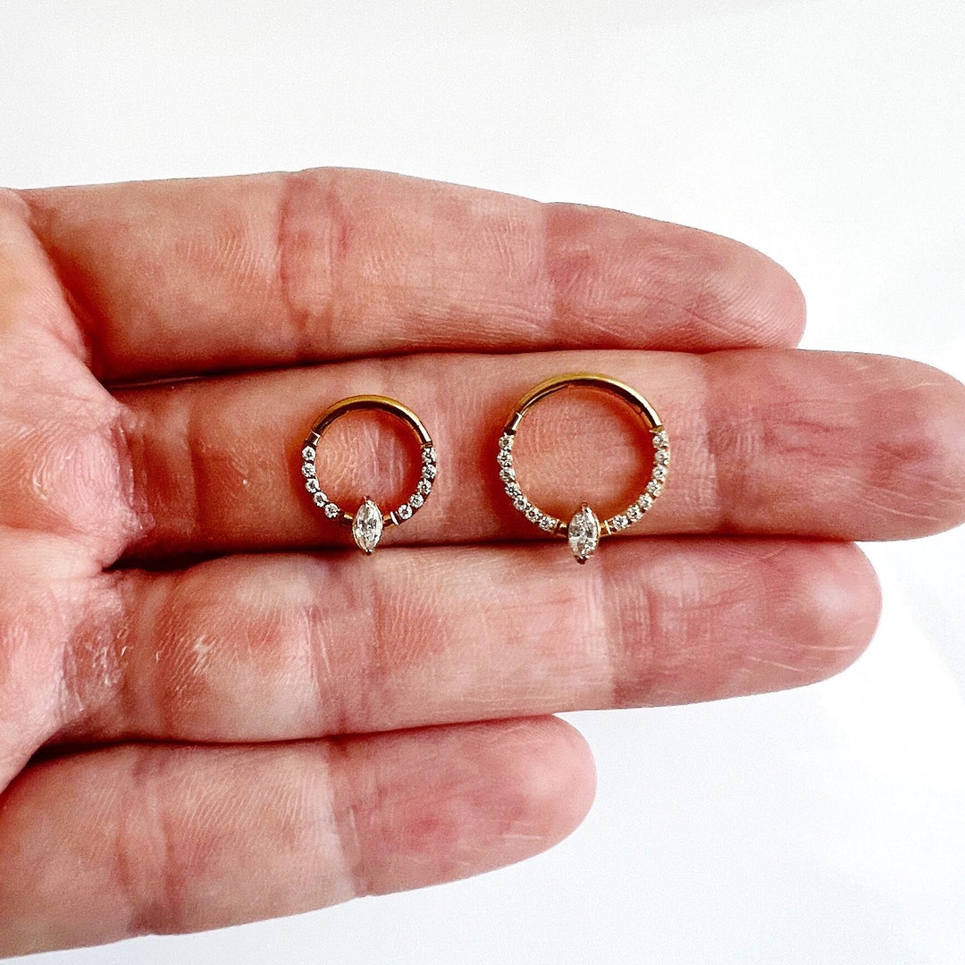 The Titanium Single Marquise Daith / Septum Ring - Etsy